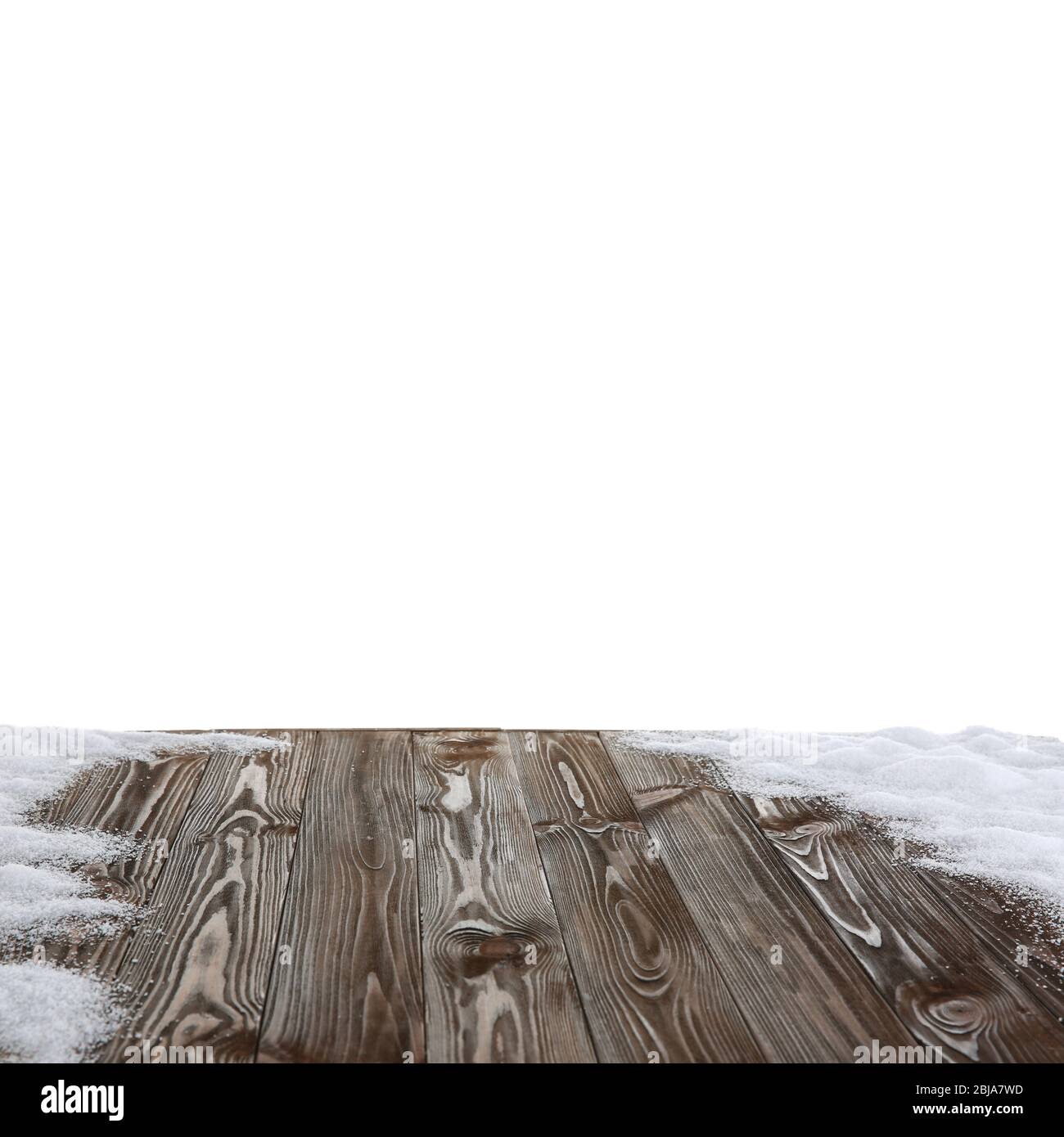 Wood floor texture covered with snow on white background Stock Photo ...