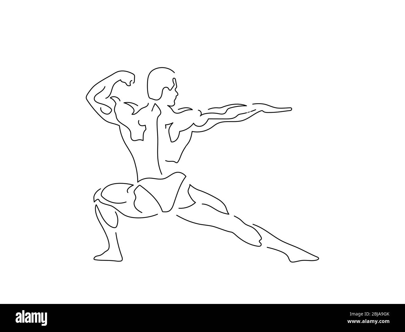 Bodybuilding isolated line drawing, vector illustration design. Sport ...