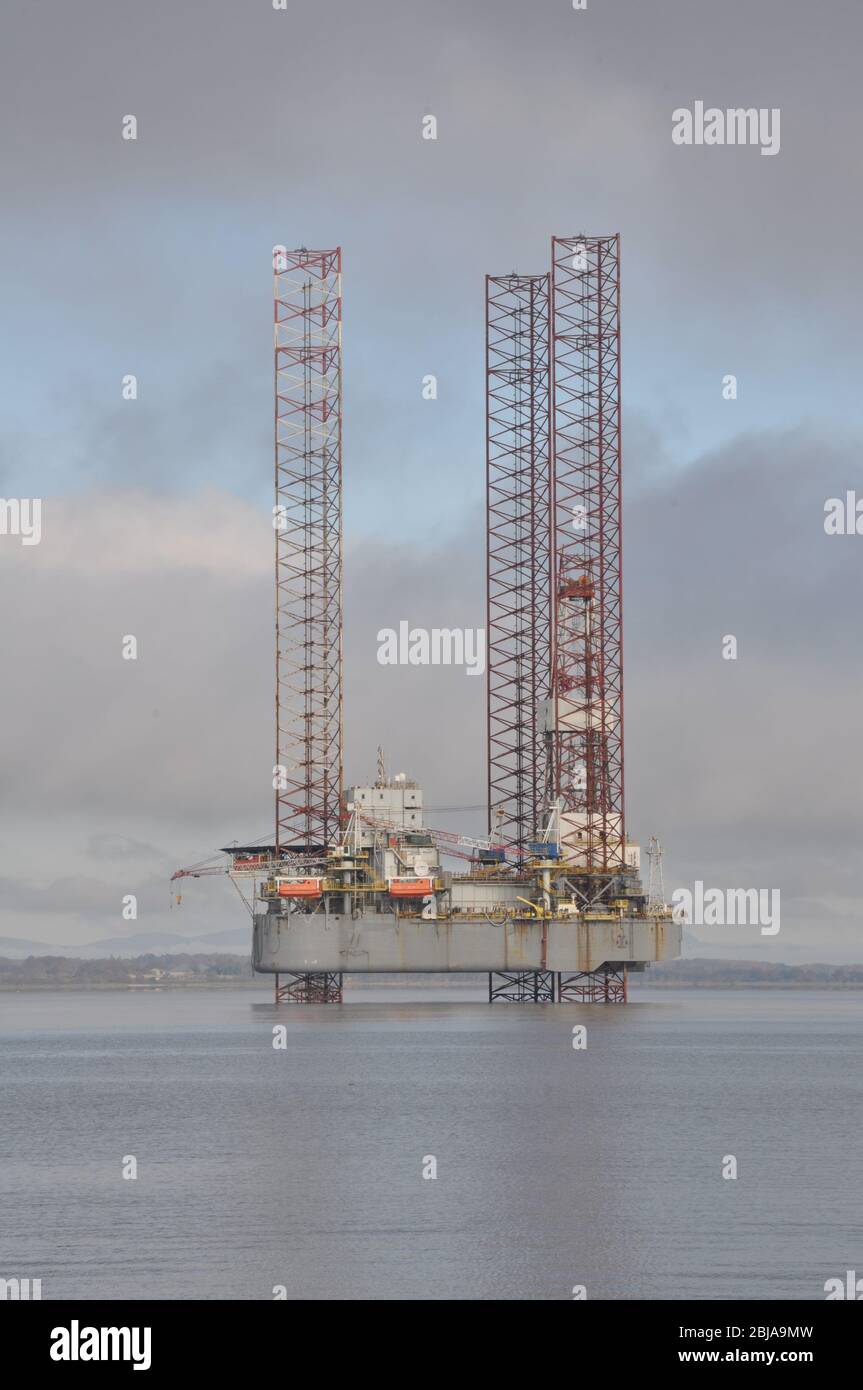 Oil Rig in the Cromarty Firth, Scotland. Viewed from Cromarty on the ...