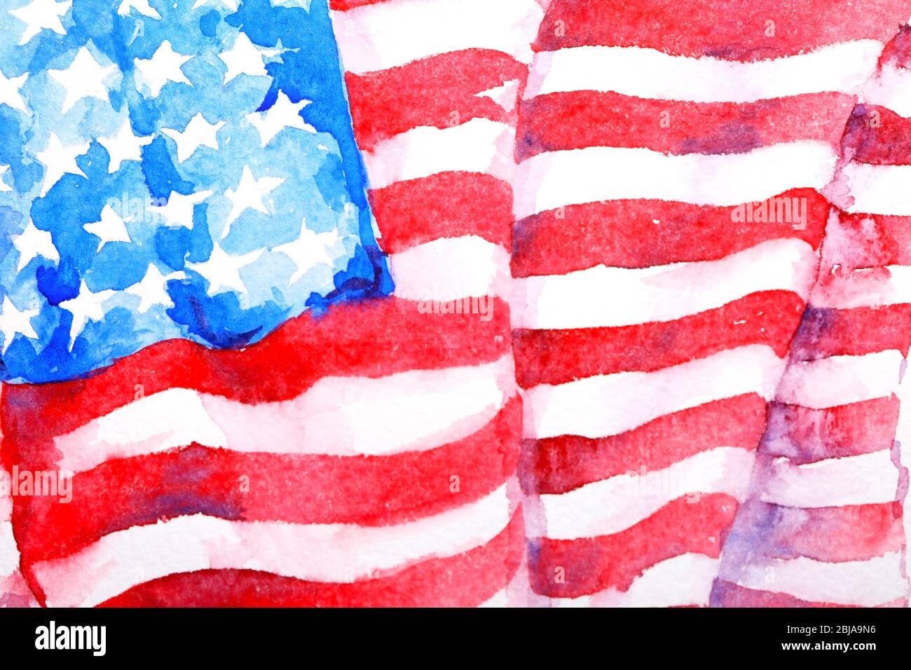 Watercolor painting of American national flag, close up Stock Photo - Alamy