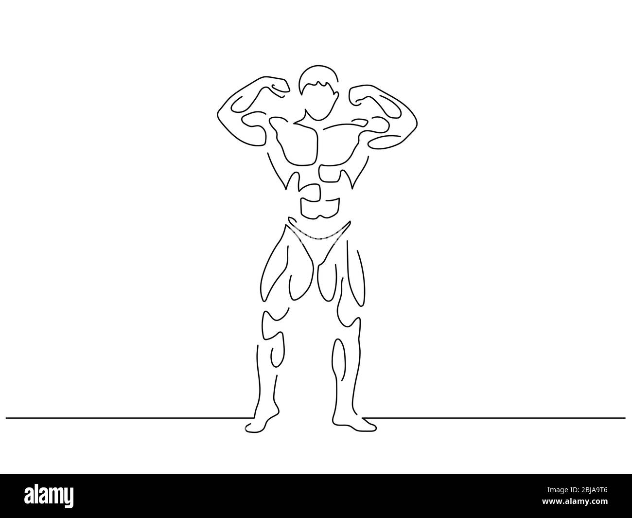 Bodybuilding isolated line drawing, vector illustration design. Sport ...