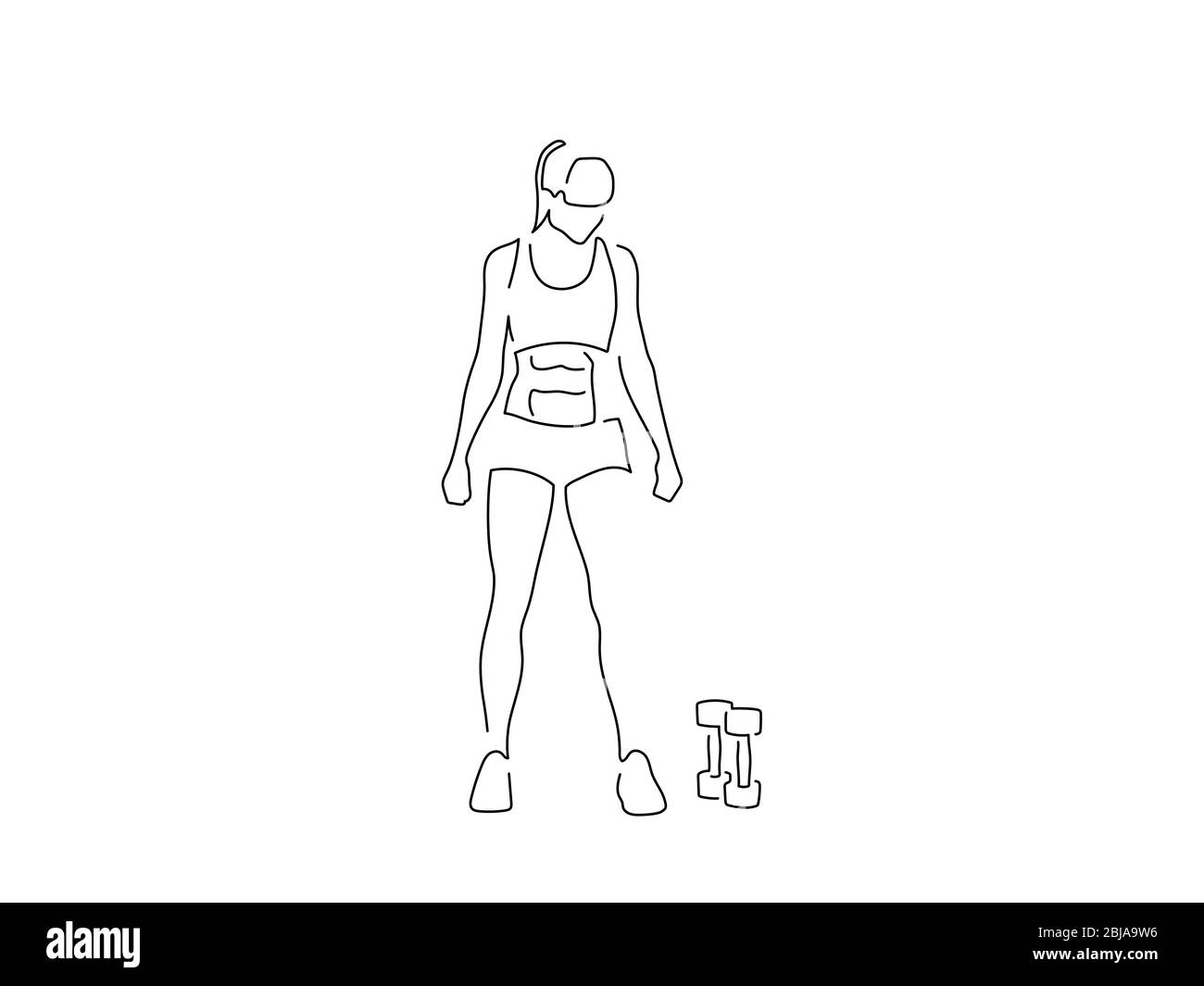 Bodybuilding isolated line drawing, vector illustration design. Sport ...
