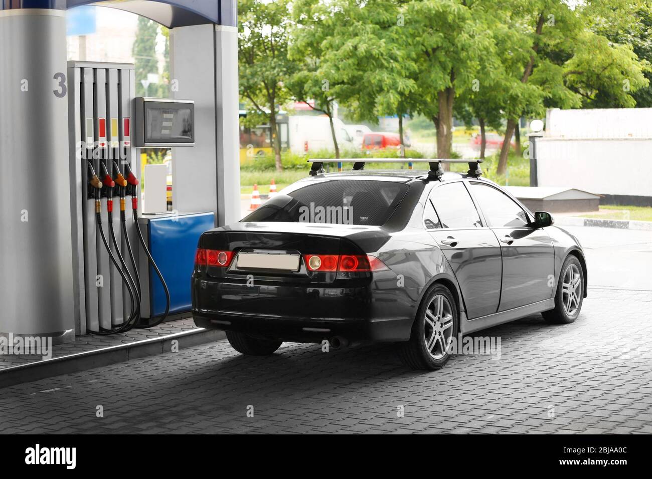 Modern petrol station beside the road Stock Photo - Alamy