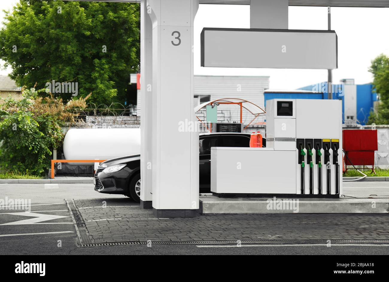 Modern petrol station beside the road Stock Photo - Alamy