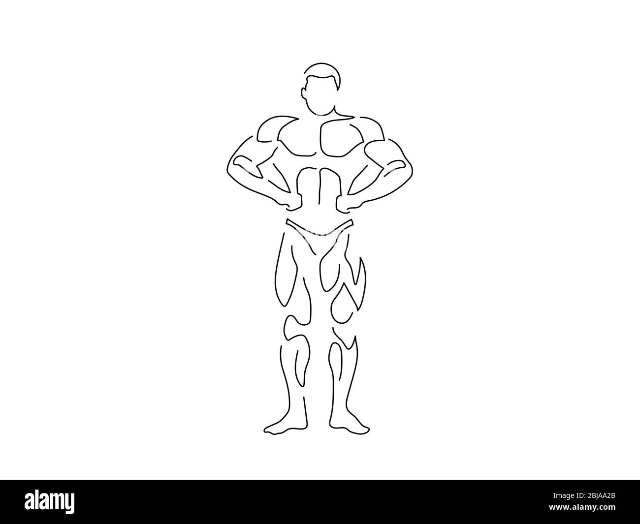 Bodybuilding isolated line drawing, vector illustration design. Sport ...