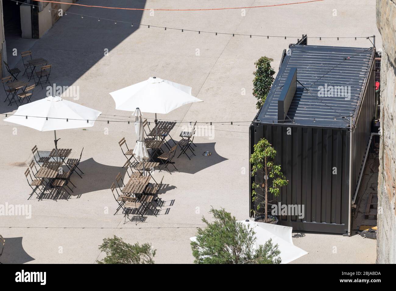 Looking down on a 20 foot (6.09m) shipping container converted into a ...