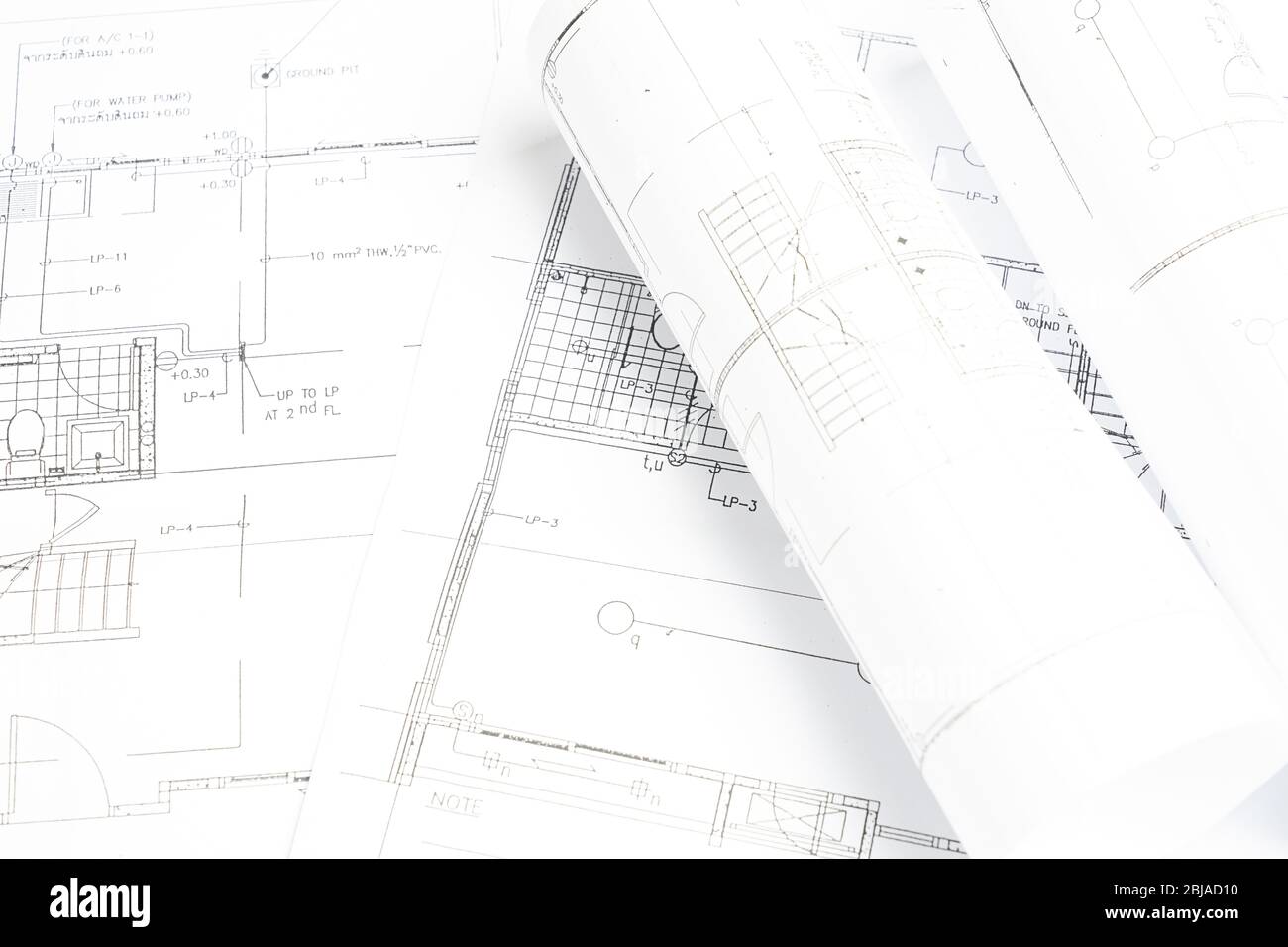 Engineer desk background project Cut Out Stock Images & Pictures - Alamy