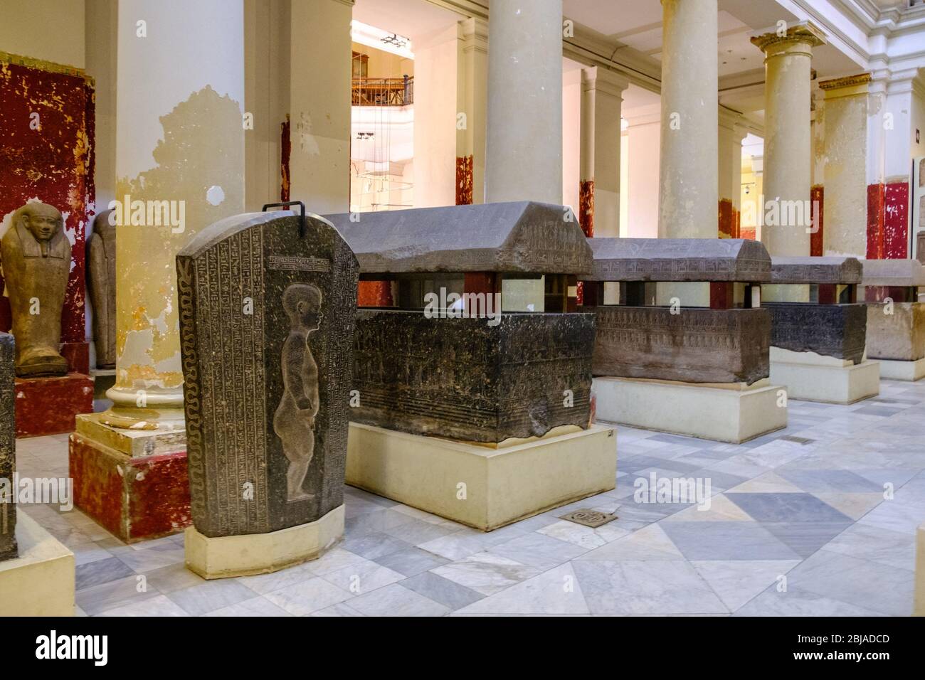 Cairo / Egypt - May 25, 2019: Ancient Egyptian sarcophagi and mummy ...
