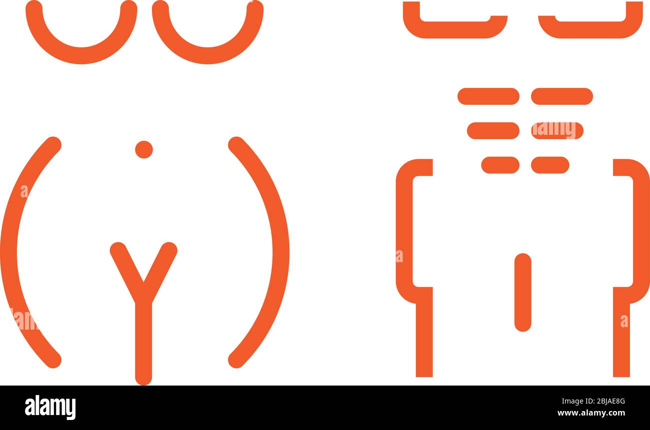 Vector illustration. Gender geometric icons. Man and woman in orange ...