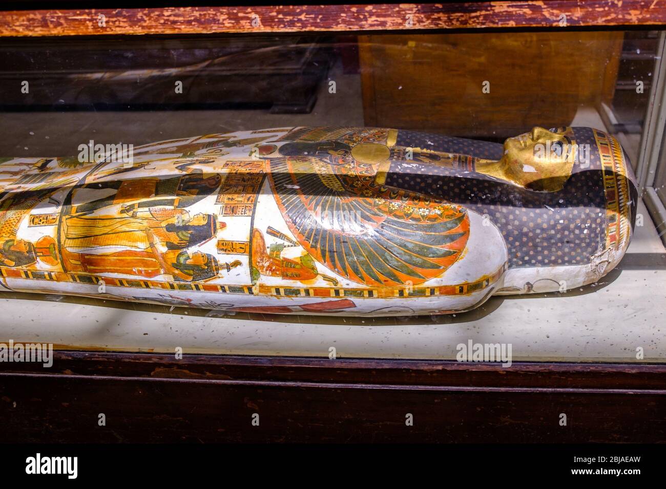 Cairo / Egypt - May 25, 2019: Ancient Egyptian sarcophagi and mummy ...
