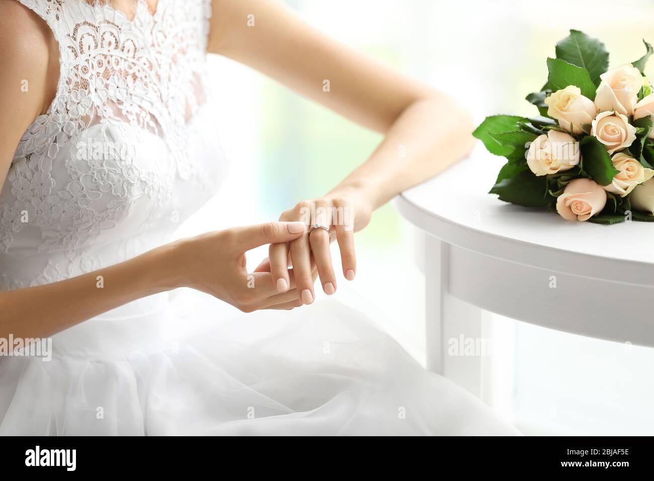 Bride's hand with ring Stock Photo - Alamy