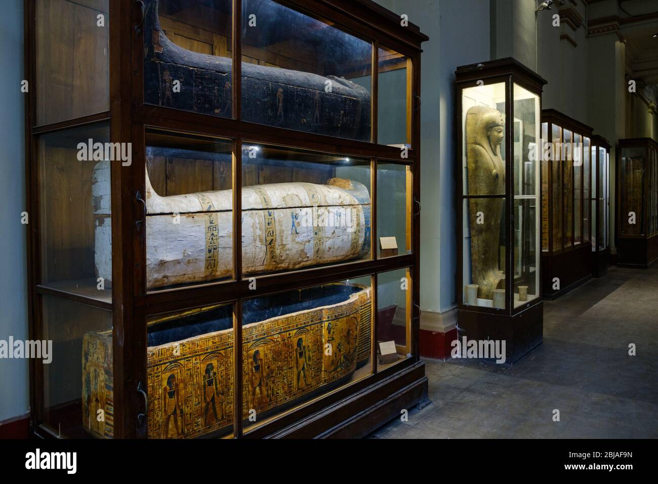 Cairo / Egypt - May 25, 2019: Ancient Egyptian sarcophagi and mummy ...