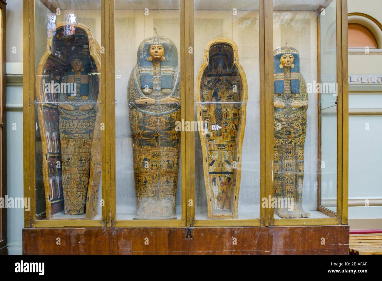Cairo / Egypt - May 25, 2019: Ancient Egyptian sarcophagi and mummy ...