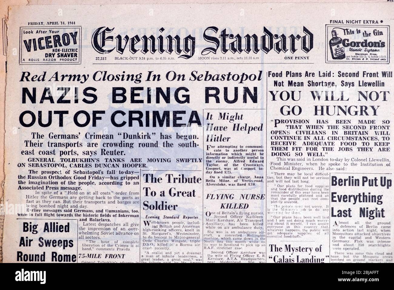 1944 newspaper front april hi-res stock photography and images - Alamy