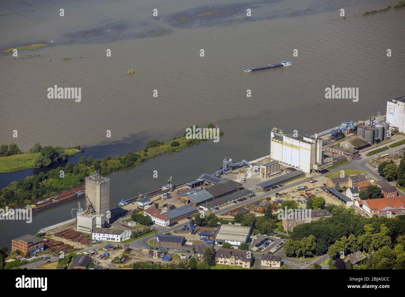 Port wesel with mouth of river lippe into river rhine hi-res stock ...