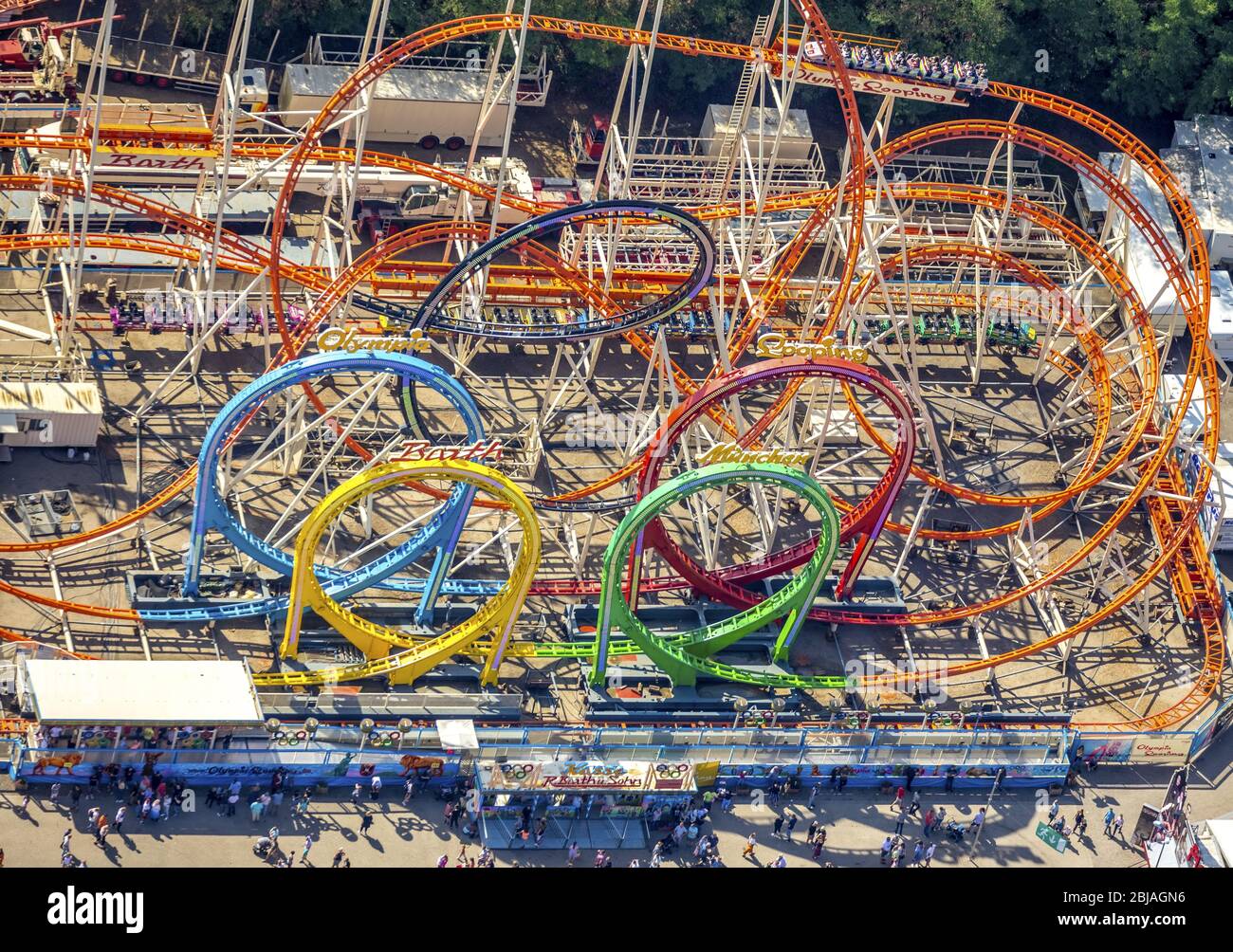 funfair Crange 2019 in Herne, Olympia-Looping, 08/04/2019, aerial view ...