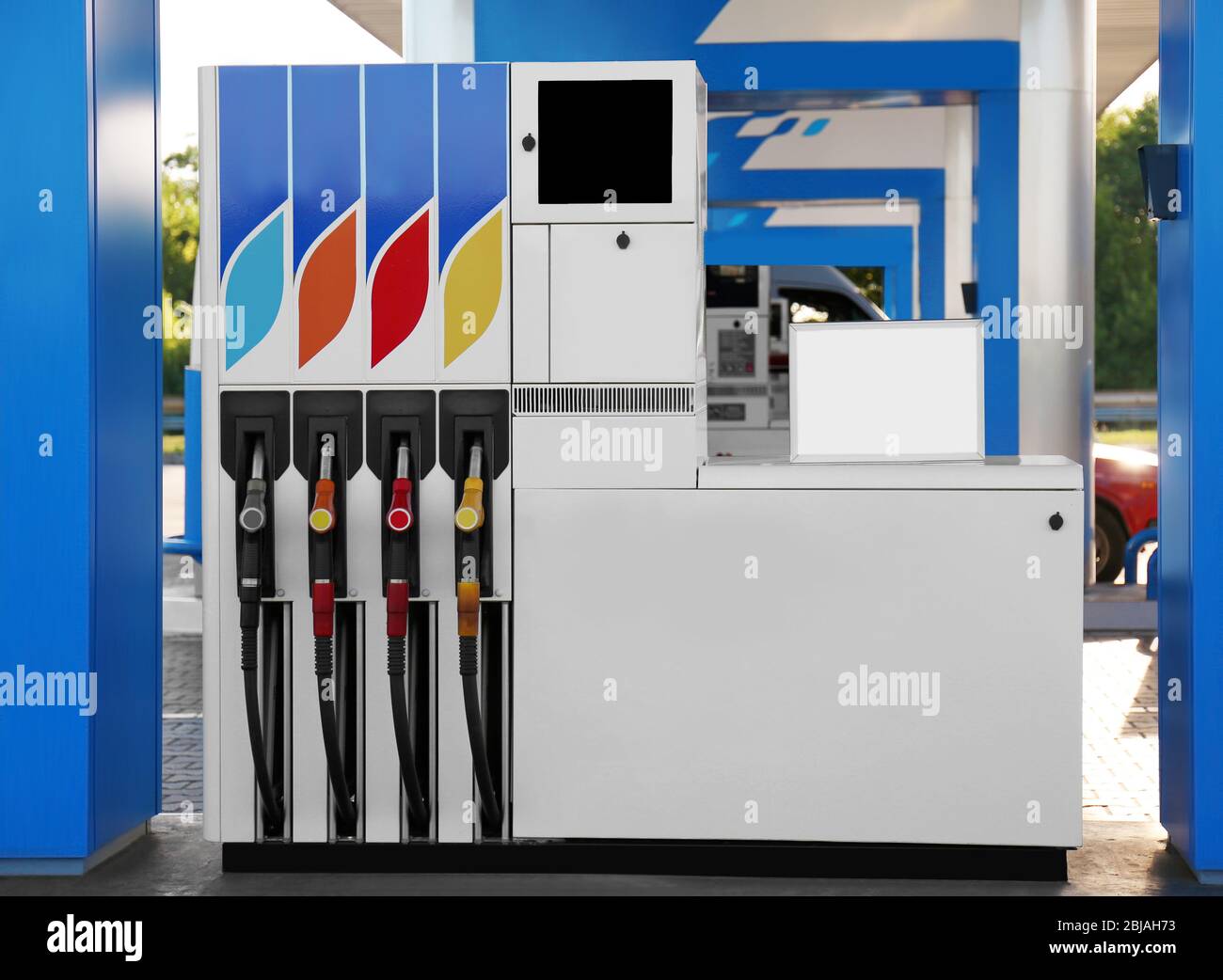 Gas station fuel pumps Stock Photo - Alamy