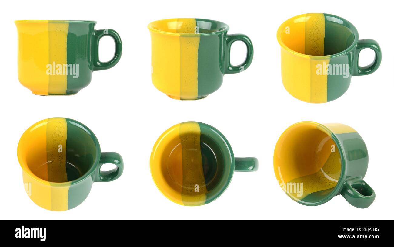 Set cups different angles isolated on white. Big size Stock Photo - Alamy