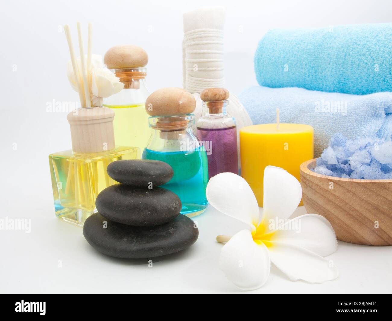 spa setting close-up isolated on white Stock Photo - Alamy