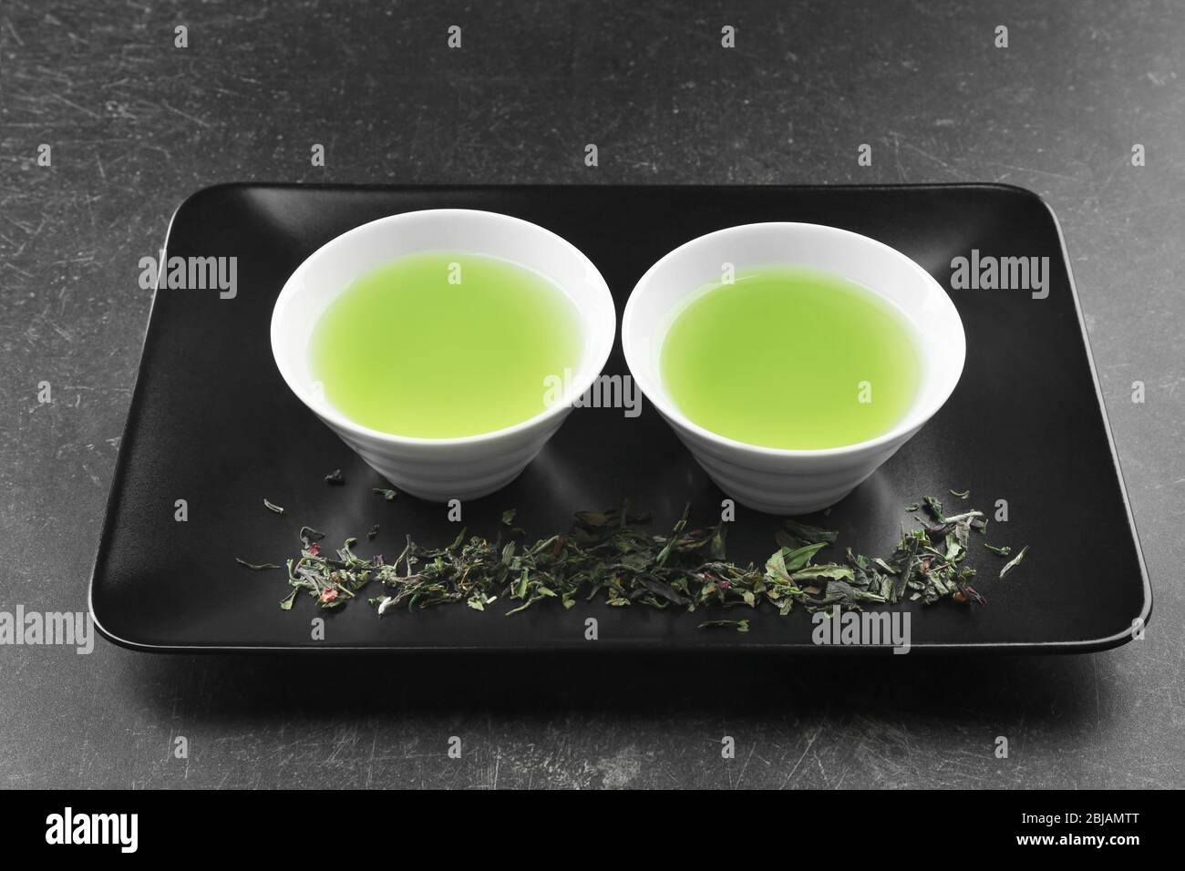 Fresh matcha tea on the tray Stock Photo - Alamy