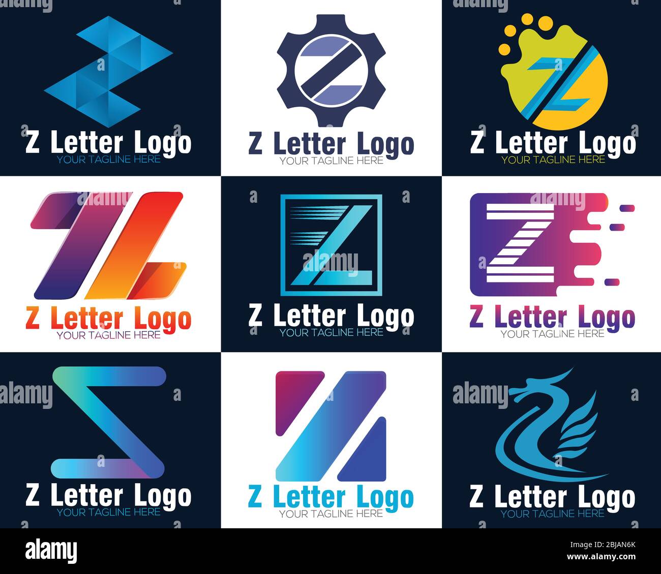 Letter Z number 2 logo icon design template elements. Network ...