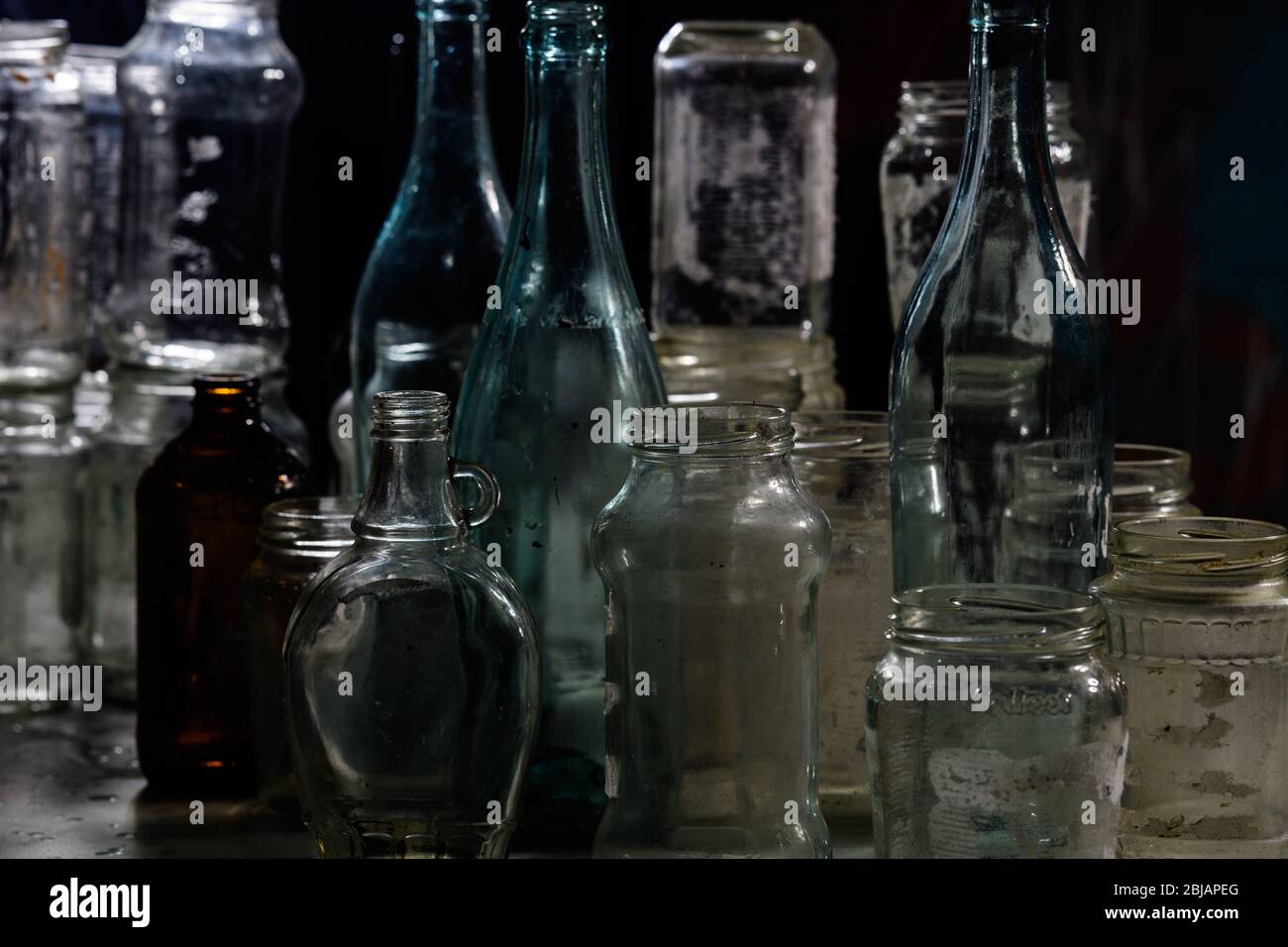 Glass bottles and jars collected for Recycling Stock Photo - Alamy