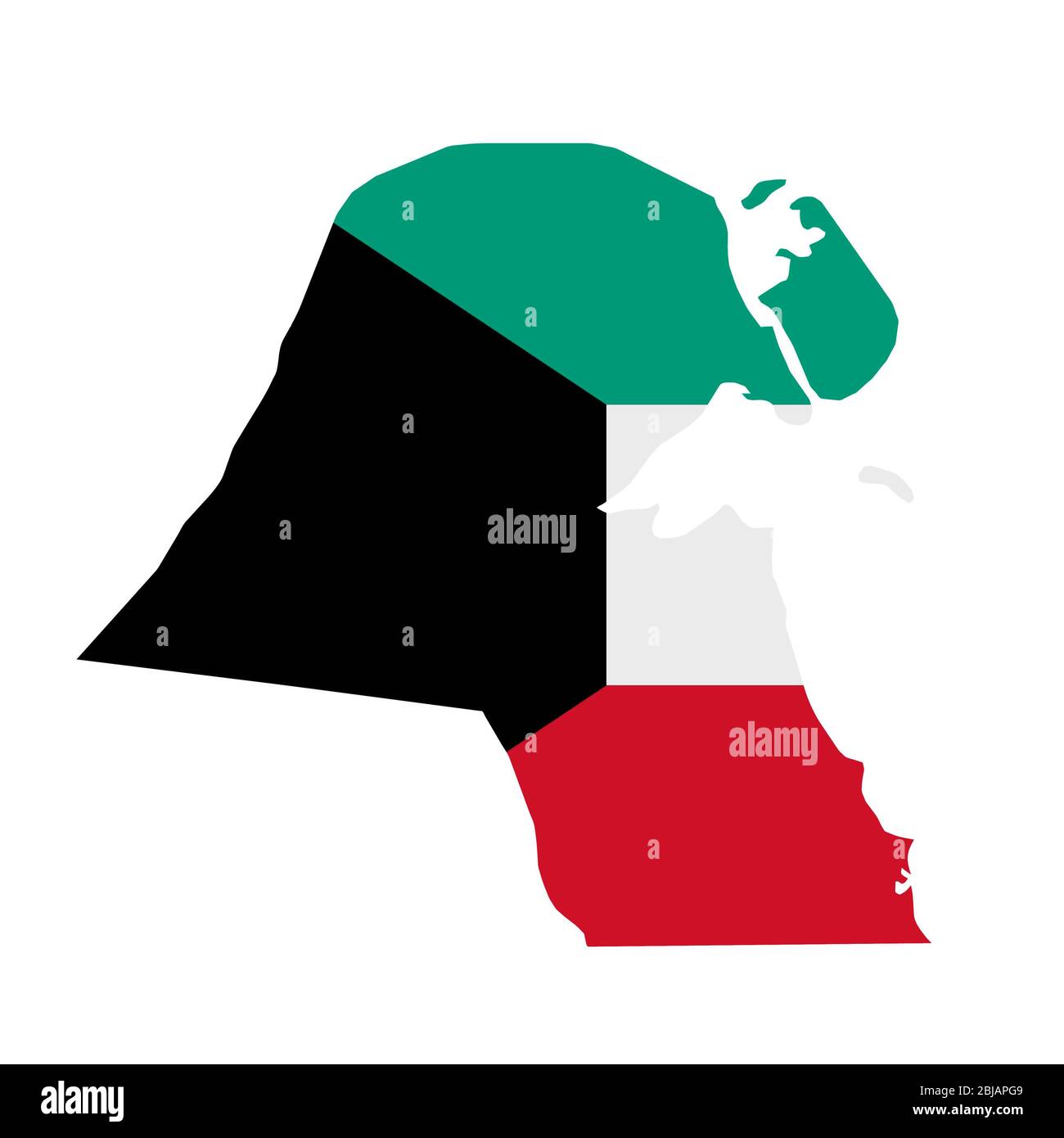 Kuwait flag map. Country outline with national flag Stock Photo - Alamy