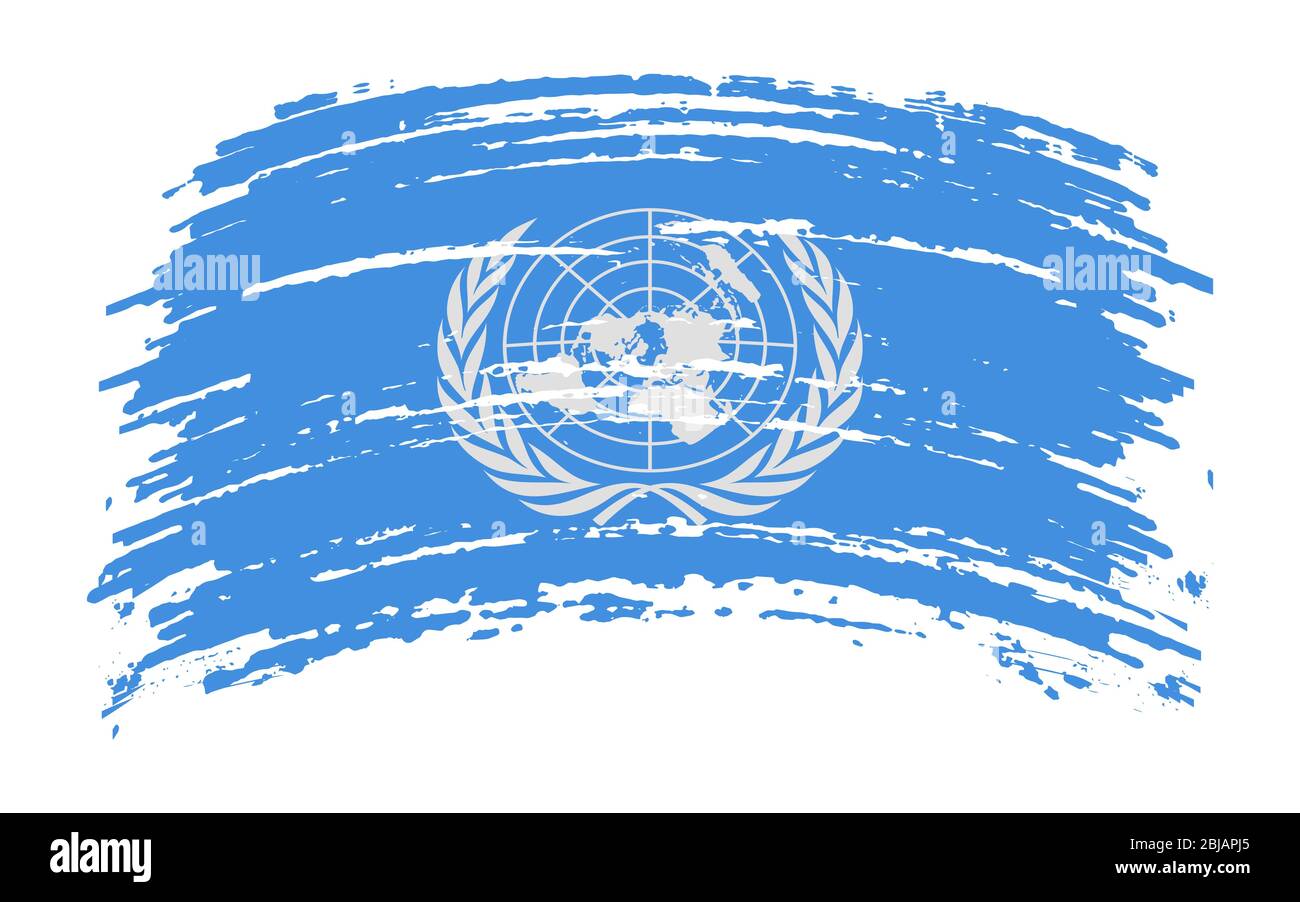 United Nations flag in grunge brush stroke, vector image Stock Vector ...