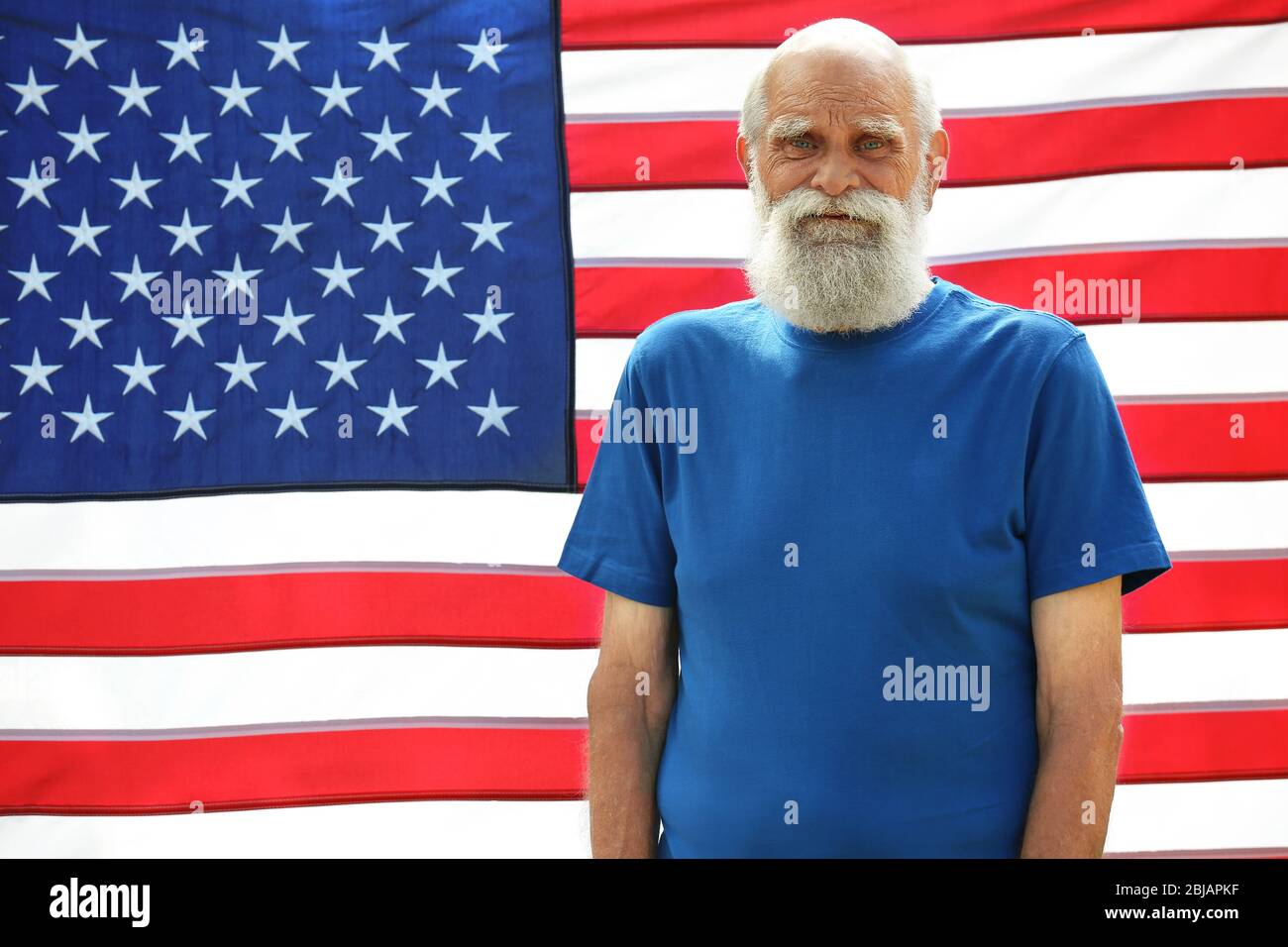 Caucasian old man american flag hi-res stock photography and images - Alamy