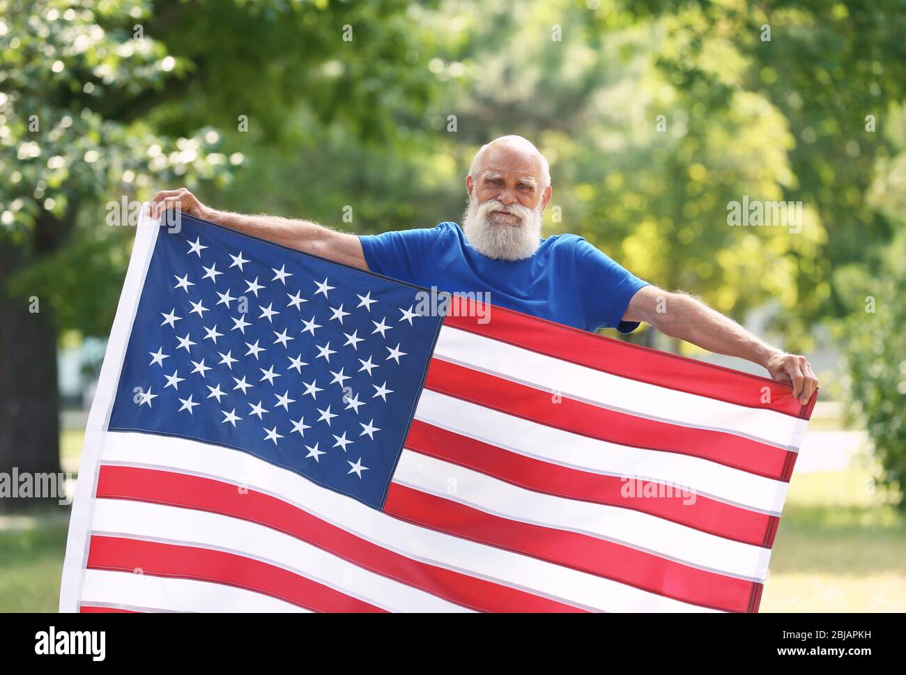 Caucasian old man american flag hi-res stock photography and images - Alamy