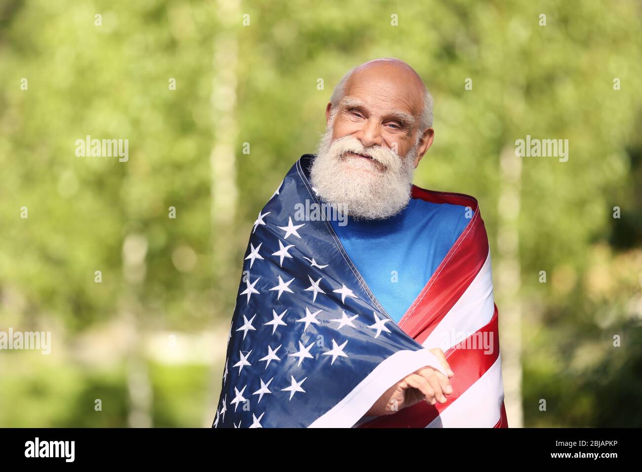 Caucasian old man american flag hi-res stock photography and images - Alamy