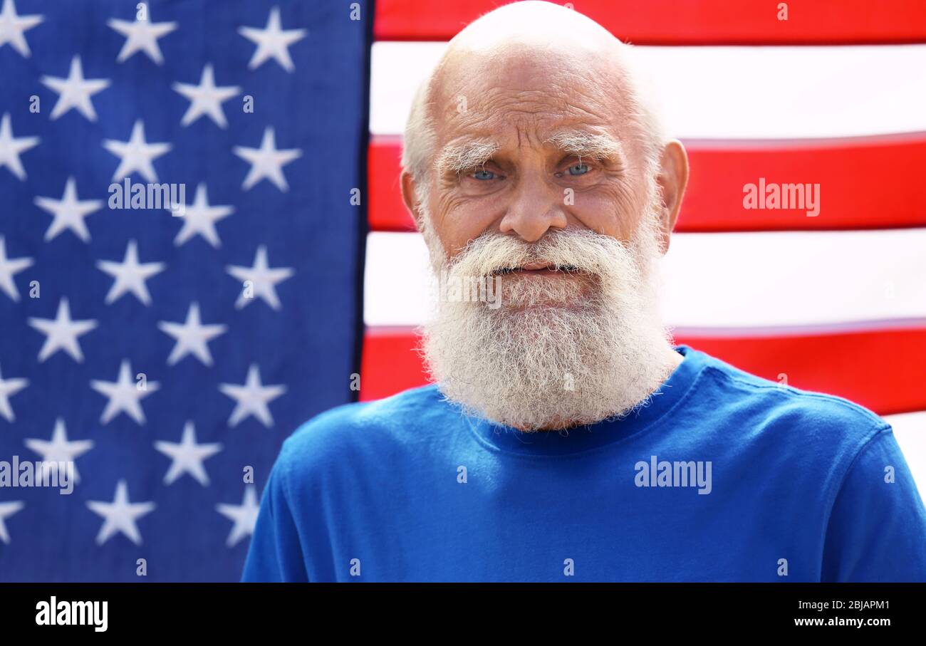 Caucasian Old Man American Flag High Resolution Stock Photography and ...
