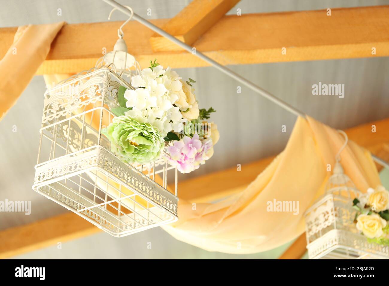 Beautiful wedding decor under the ceiling Stock Photo - Alamy