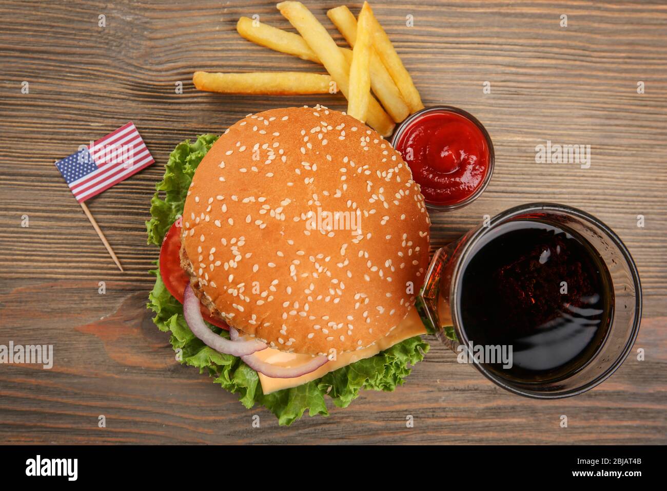 Classic cheeseburger fries soda on hi-res stock photography and images ...