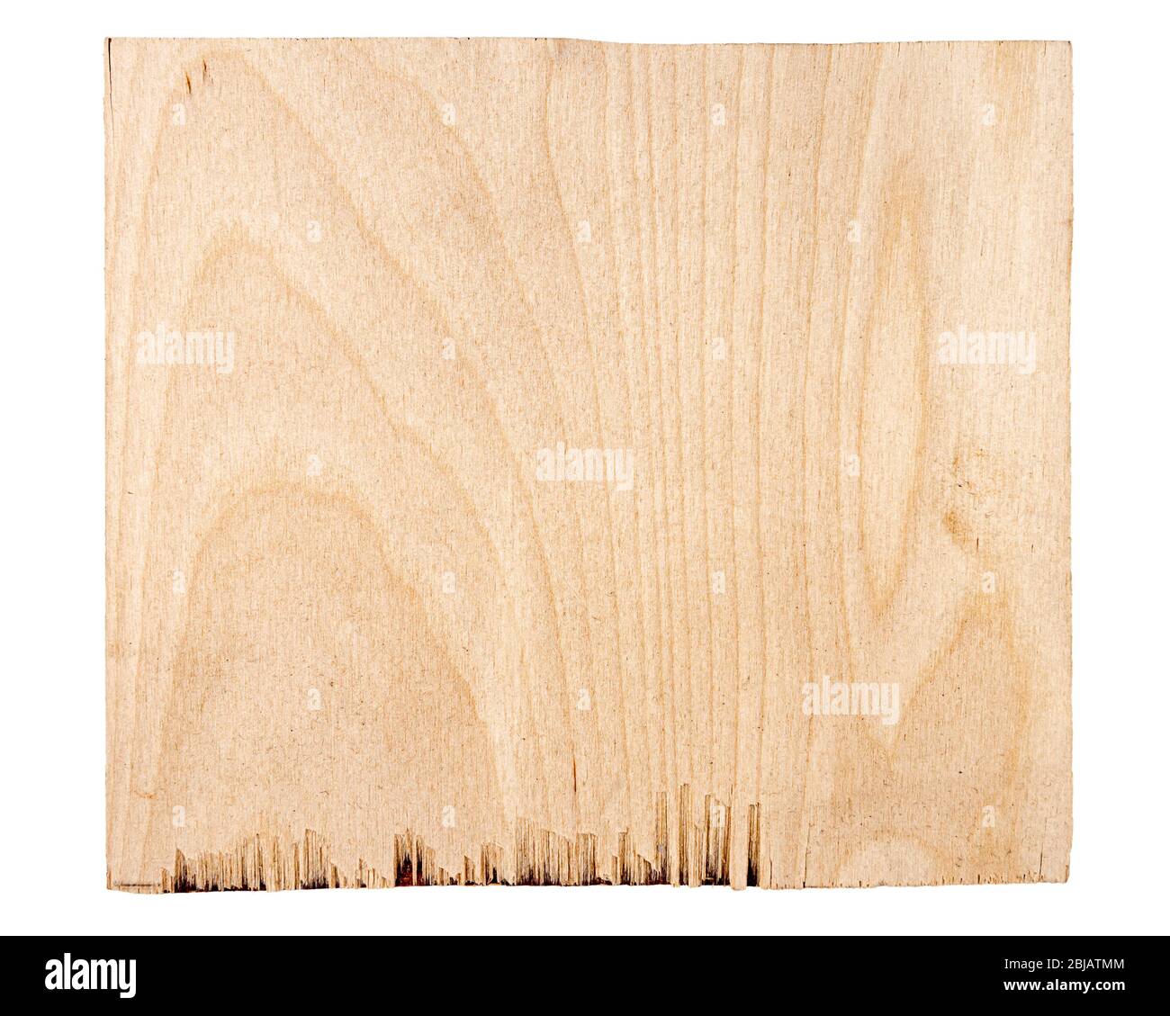 Rectangular piece of birch plywood with a natural texture. Isolated on ...