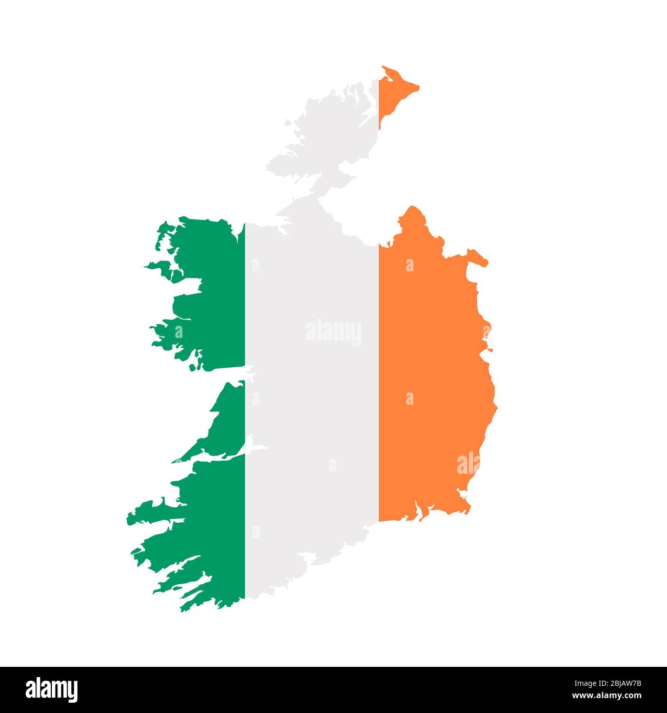 Ireland flag map. Country outline with national flag Stock Photo - Alamy