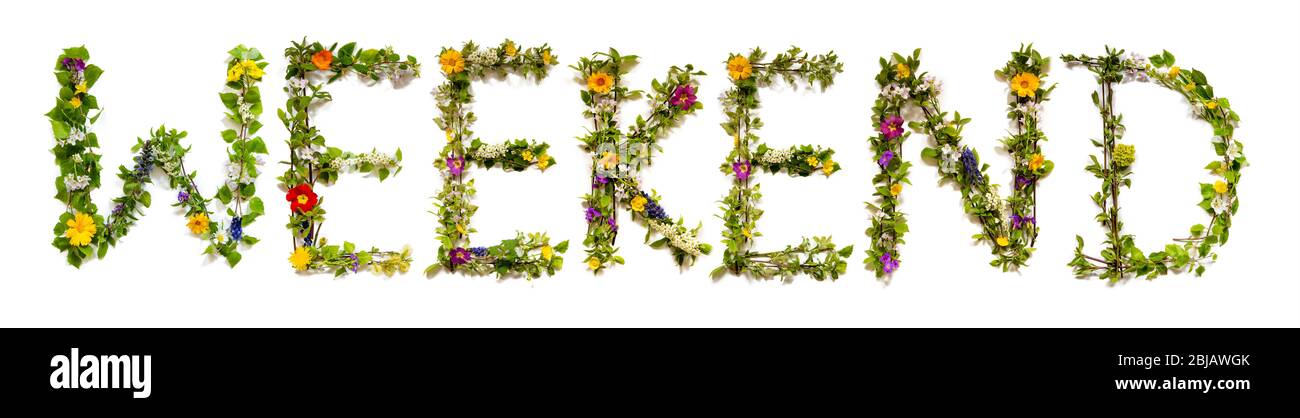 Flower And Blossom Letter Building Word Weekend Stock Photo - Alamy