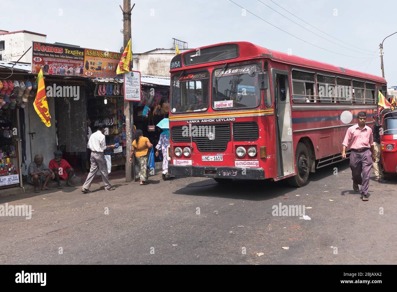 dh Lanka Ashok Leyland bus COLOMBO MARKET SRI LANKA ASIA Red public ...