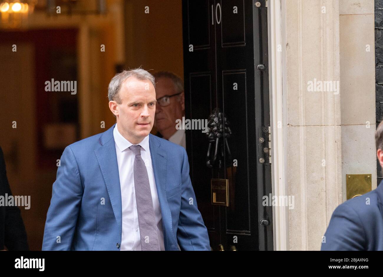 London, UK. 29th Apr, 2020. Dominic Raab MP PC Foreign Secretary leaves ...