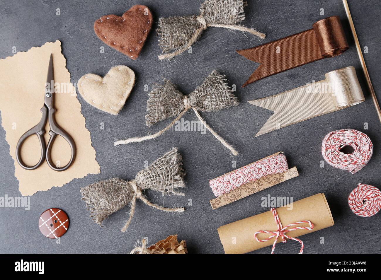 Art and craft materials set on dark background Stock Photo - Alamy
