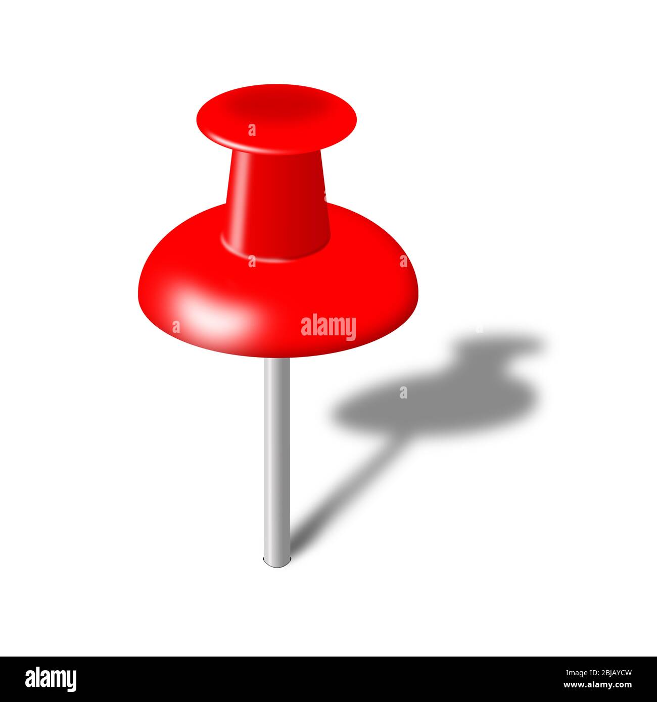 A red pushpin illustration isolated on white with shadow Stock Photo ...