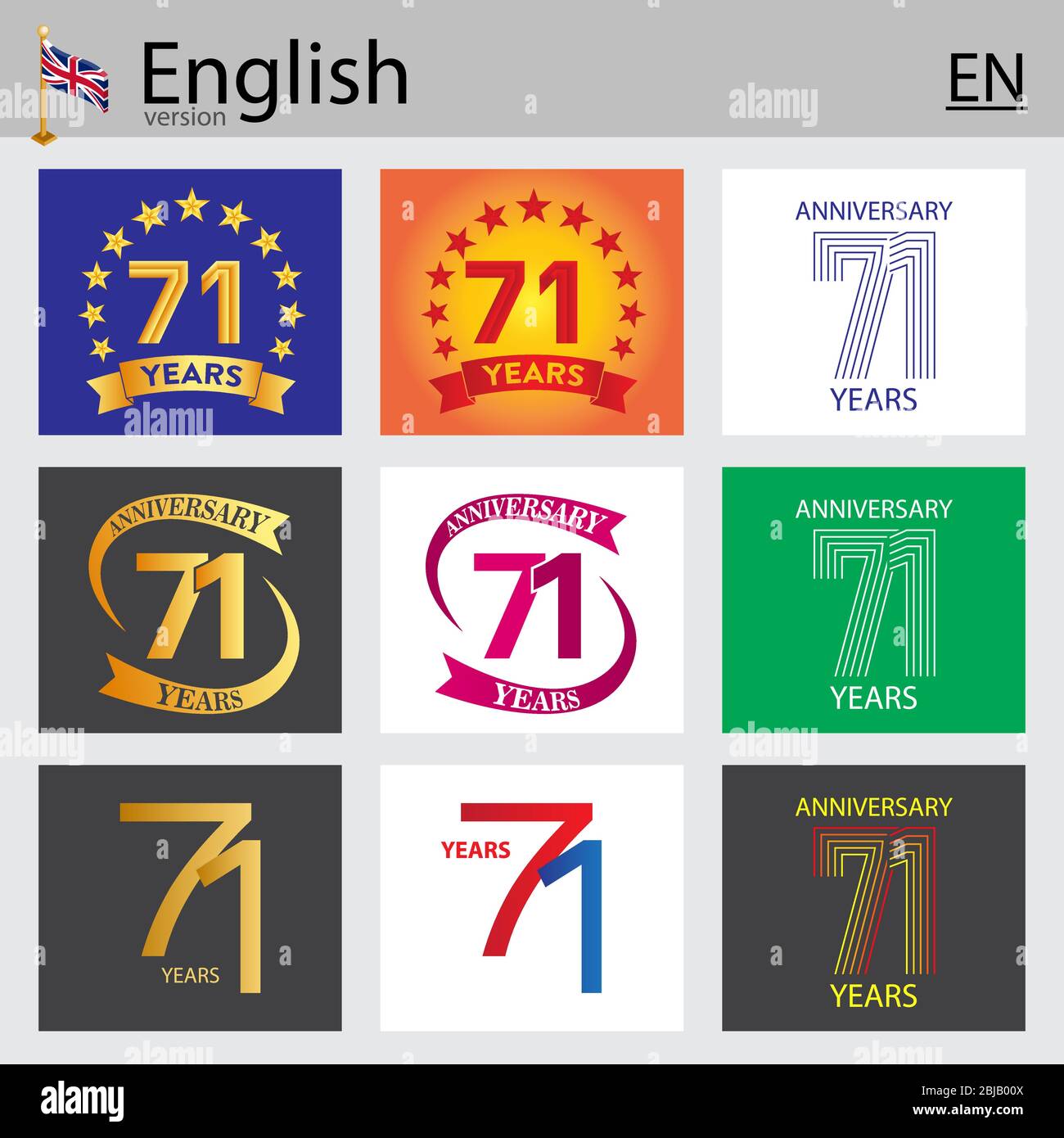 Set of number seventy-one years (71 years) celebration design ...