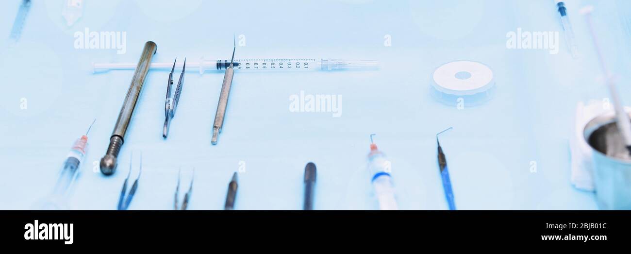 Surgery tools. Operation room inside. Blue color Stock Photo - Alamy