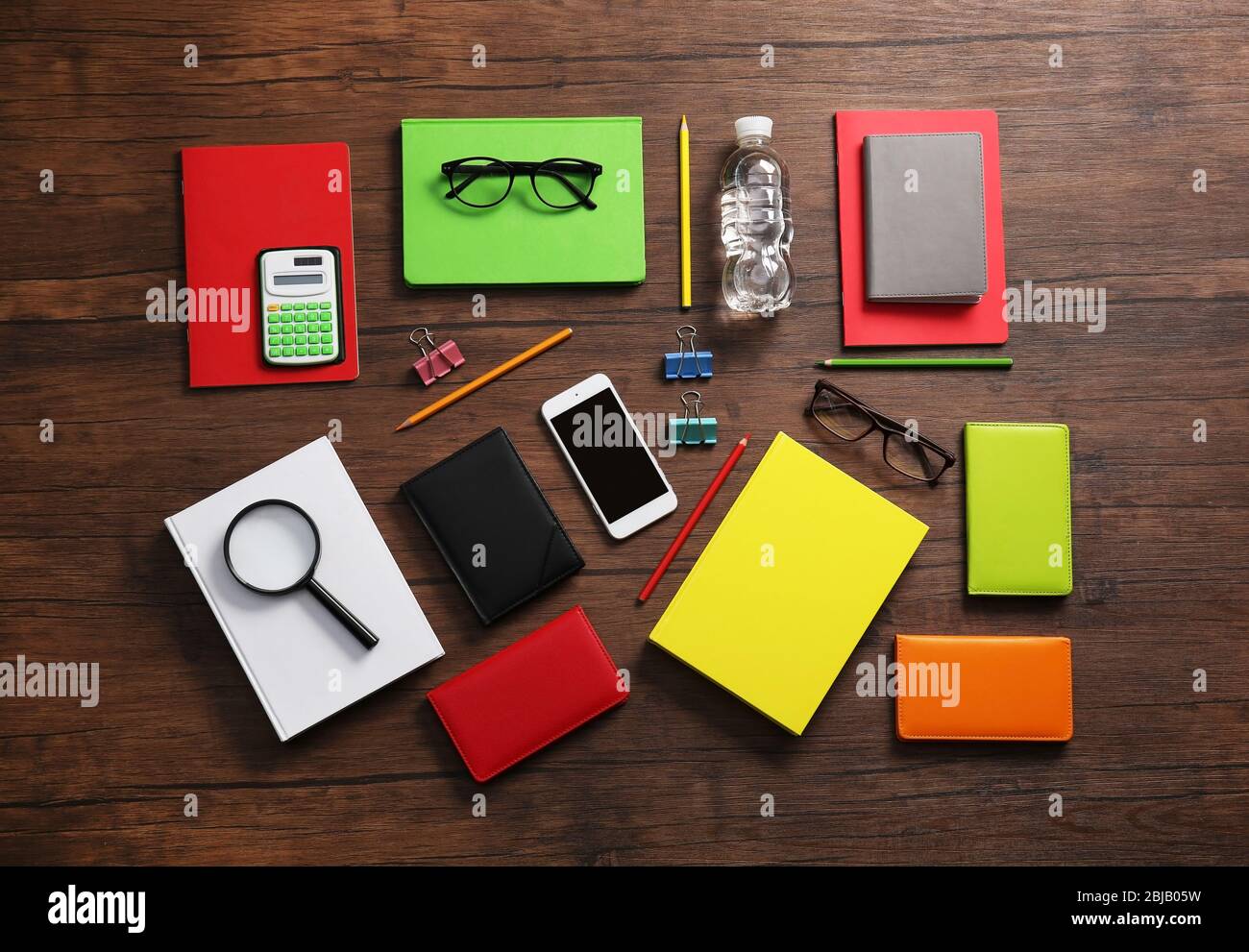 Workplace with office tools and devices Stock Photo - Alamy