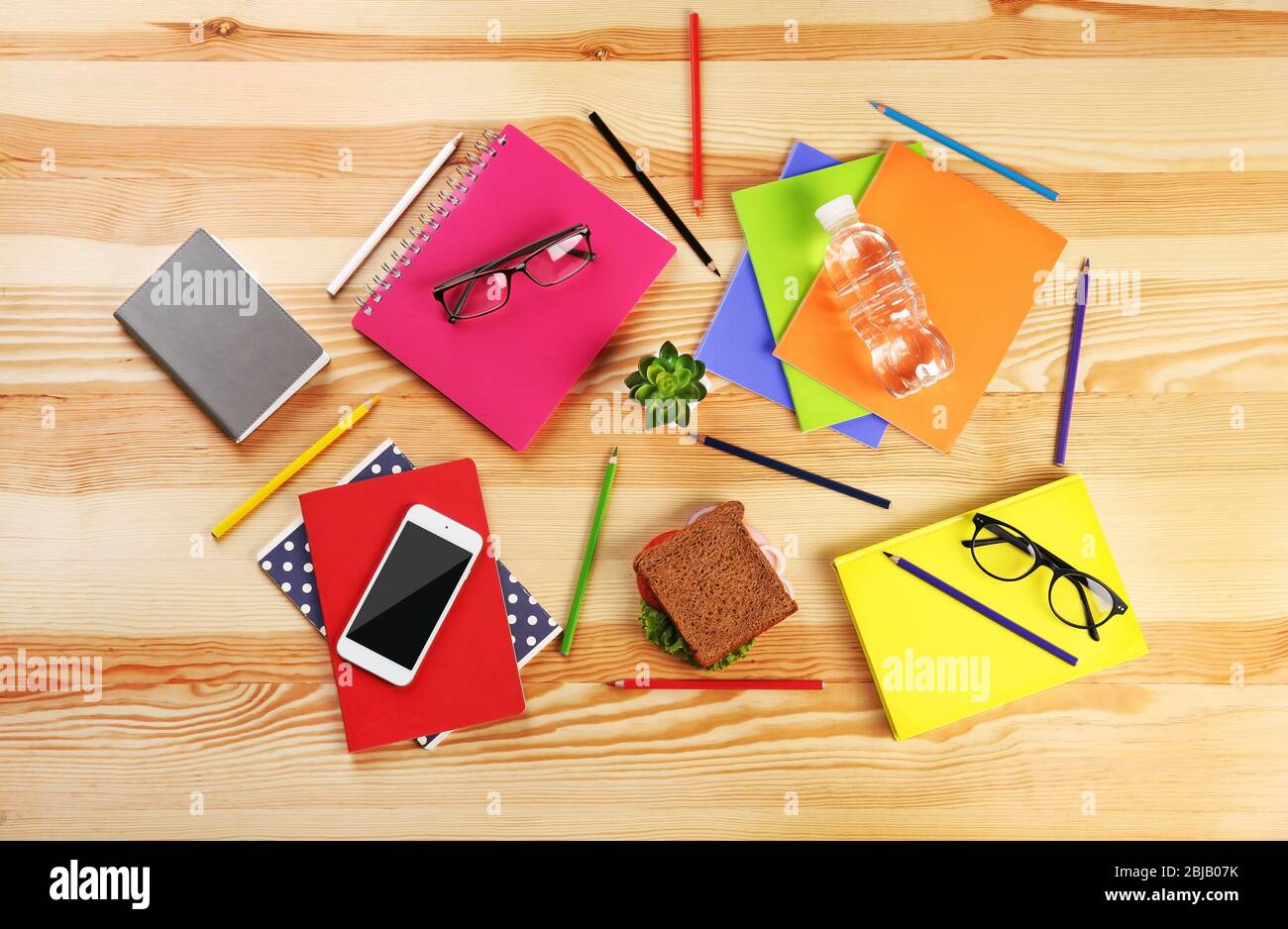 Workplace with office tools and devices Stock Photo - Alamy