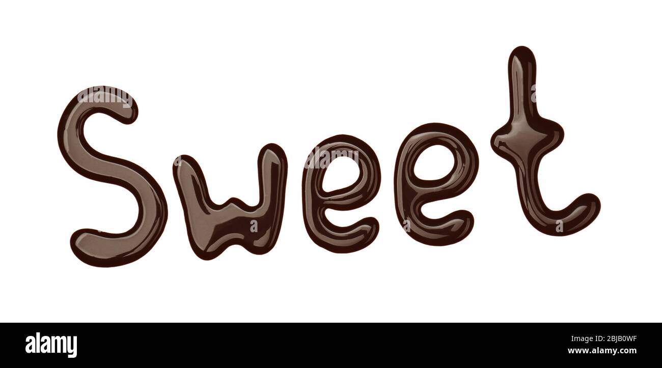Word SWEET made of chocolate isolated on white Stock Photo - Alamy