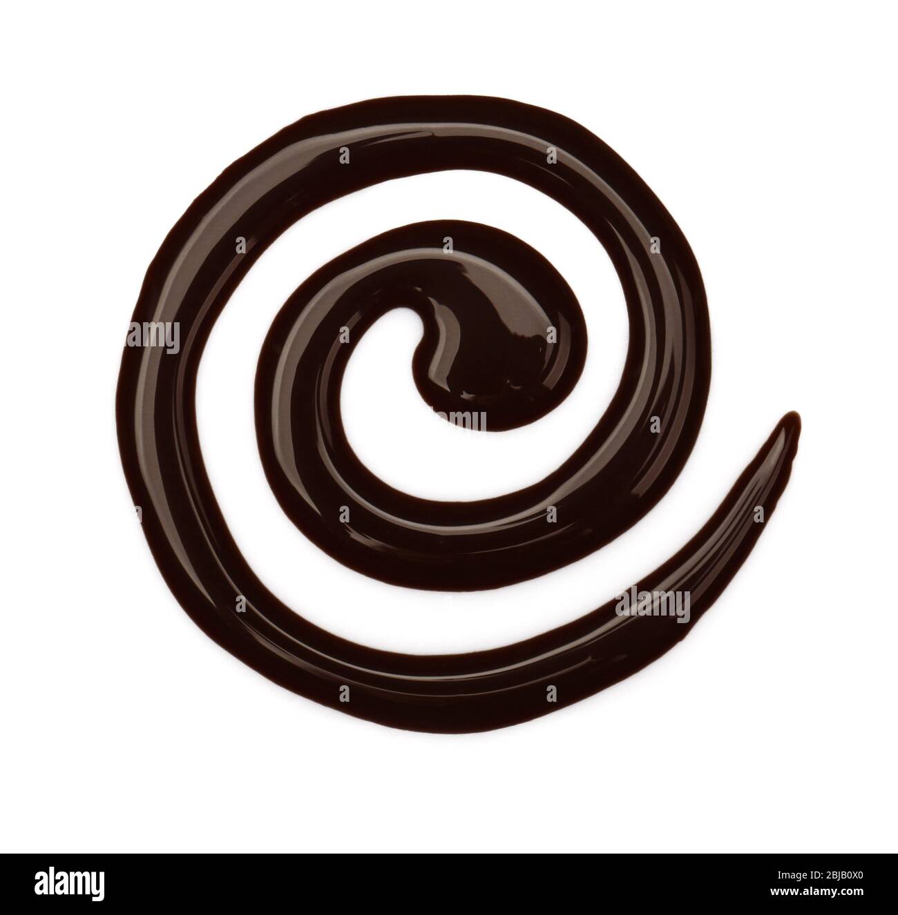 Spiral figure drawing with liquid chocolate isolated on white Stock ...