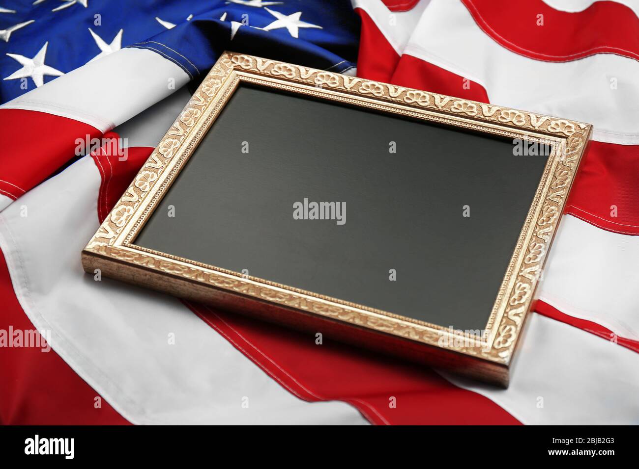 Photo frame on USA flag background Stock Photo - Alamy
