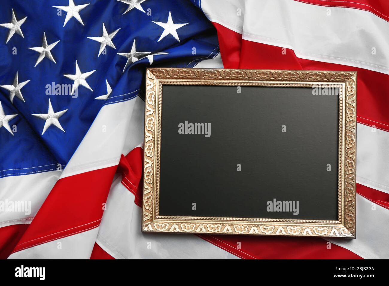 Photo frame on USA flag background Stock Photo - Alamy