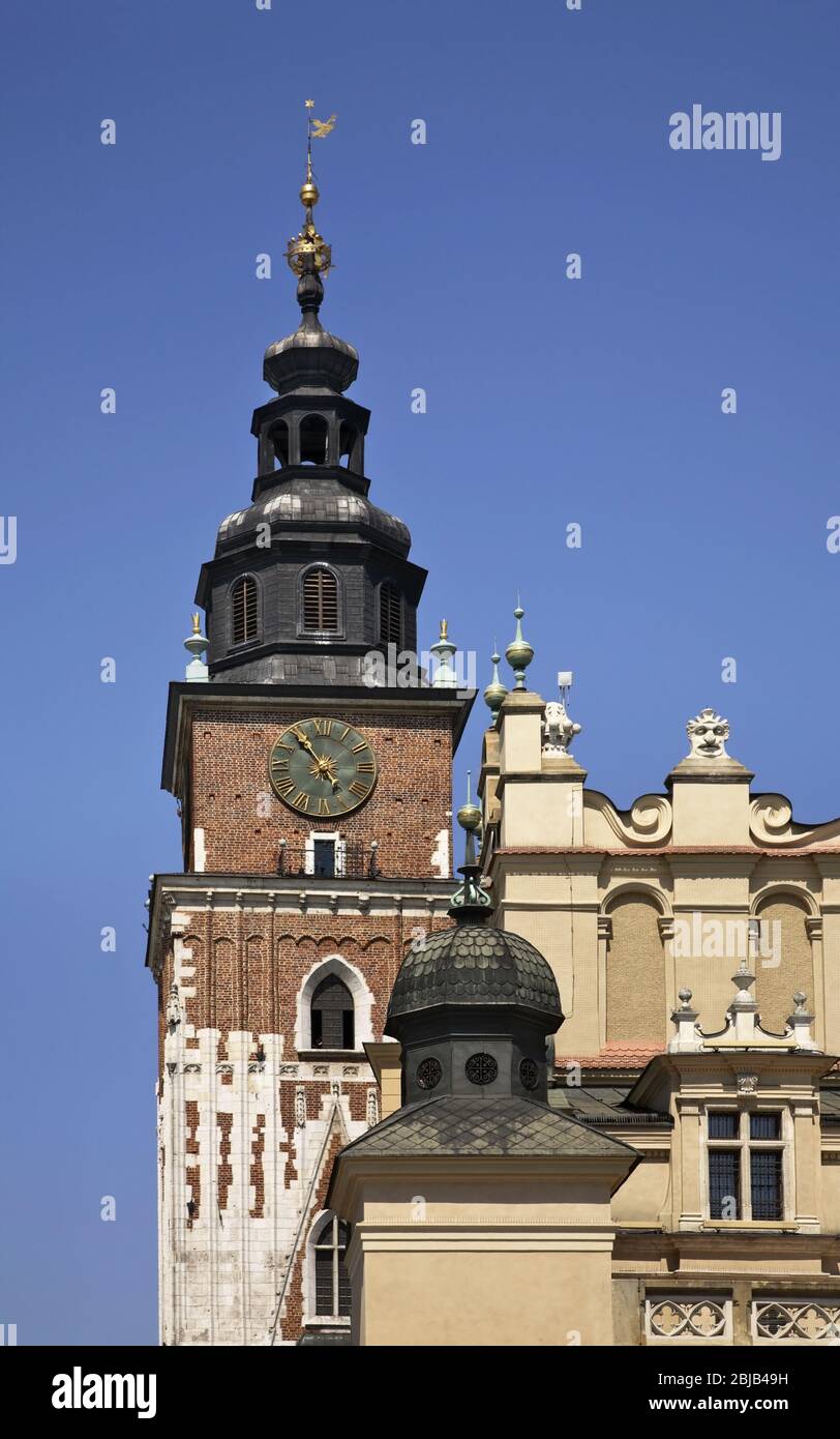 Townhouse tower on Main square in Krakow. Poland Stock Photo - Alamy